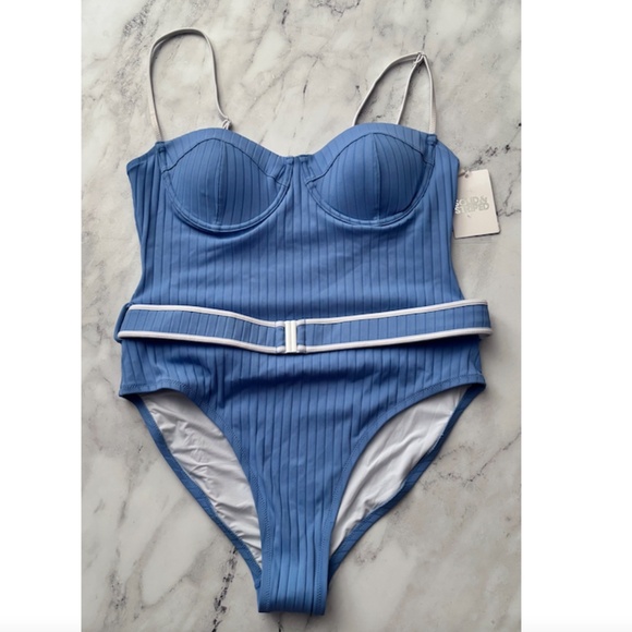 SOLID & STRIPED | Swim | Solid Striped Nwt Spencer Ribbed Blue White ...